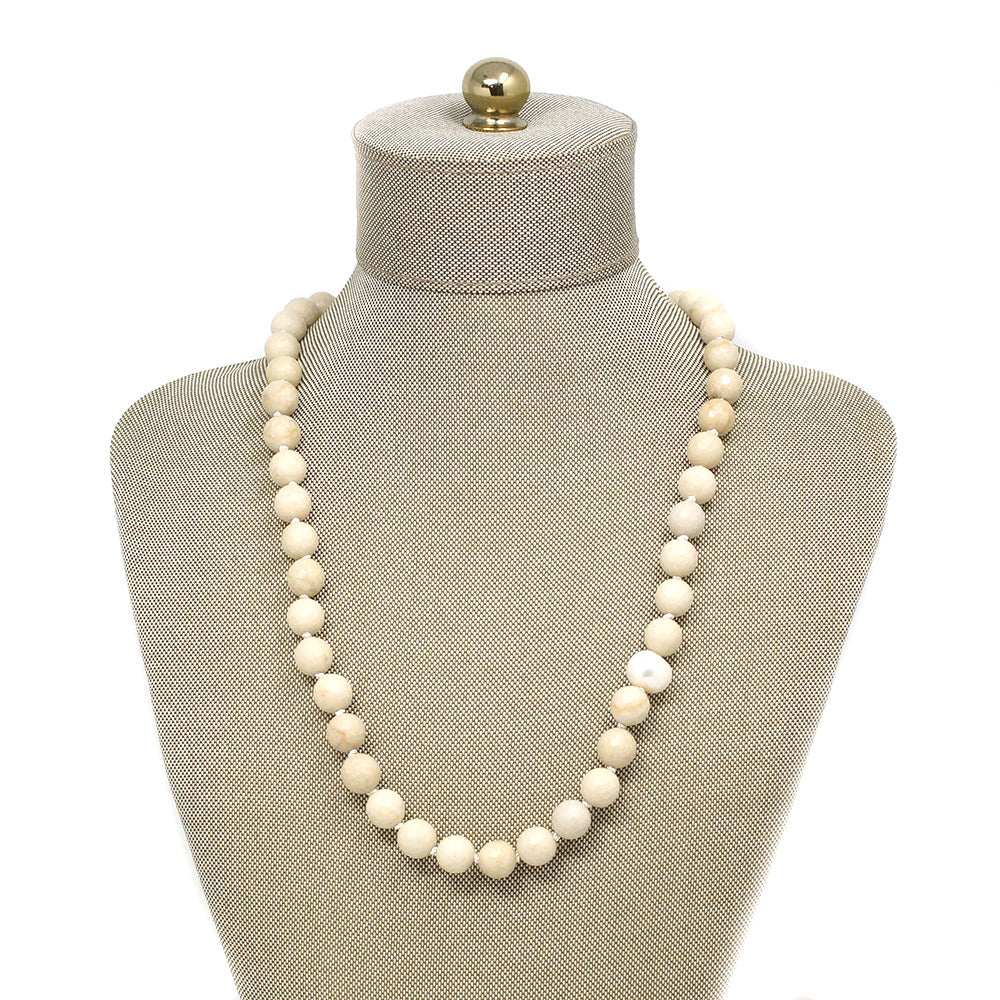 Natural Stone Necklace (Pearl + Cream Jasper) – Realia By Jen